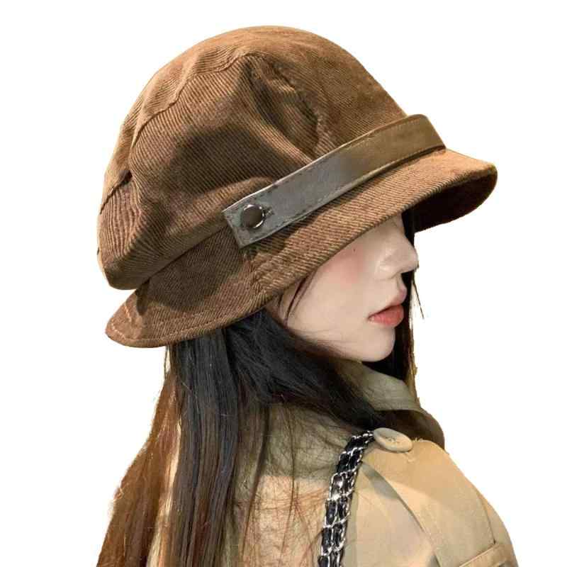 [TWO QUILL] 帽子 レディース バケットハット キャスケット 秋冬 防寒保温 柔らかく 軽量 通気 深め 小顔効果 美シルエット つば広 UVカット サイズ調整可能春秋冬用のバケットハット：コーデュロイ素材を採用し、軽やかで通気性...