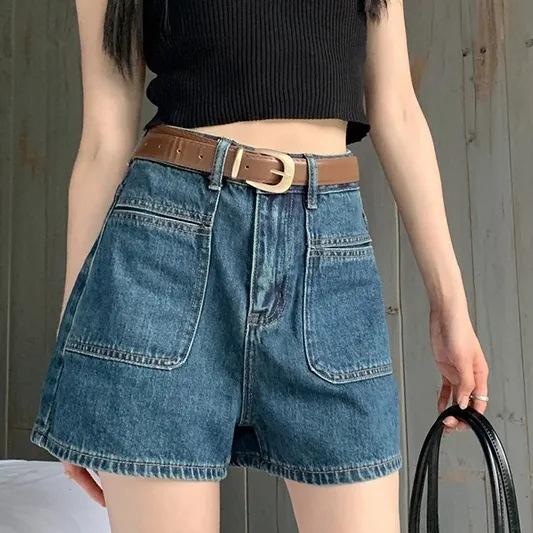 ・カテゴリ: デニムパンツ・主な素材: シェニール、スパンデックス・デザイン: ショートパンツ・ウエスト: ハイウエスト・シルエット: ワイドフレア・カラー展開: ダークブルー・サイズ展開: S、M、L、XL・加工: ウォッシュ加工