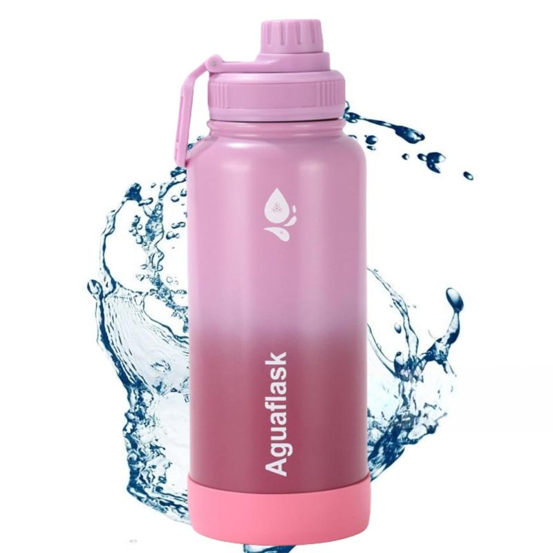 JINLING 魔法瓶 スポーツボトル 真空断熱 保冷保温 大容量 水筒 ステンレス鋼304 直飲み 0.6/1リットル【サイズ】26x9cm 容量:1000ml 重:400g。さらに、コップの底用シリコン滑り止めパッドを付属し、滑り防止と...