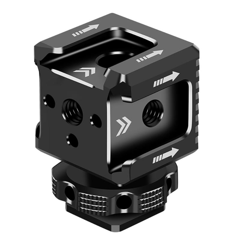 NovelGoal トリプルホットシューマウントアダプター コールドシュー延長マウントモニターホルダーブラケット 1/4 Arri カメラケージリグ用穴3ヘッドホットシューは柔軟で汎用性があり、マイク/モニター/フラッシュやその他の写真機器...