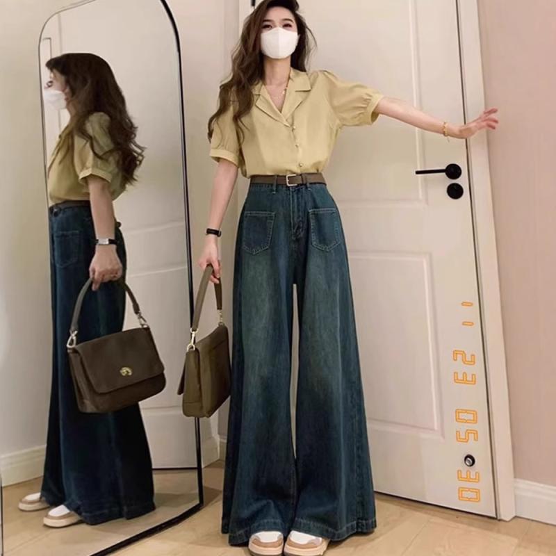 ・カテゴリ: デニムパンツ・素材: デニム、綿50%以上70%未満・スタイル: カジュアル、通勤・デザイン: ワイドパンツ、ロングパンツ・ウエスト: ハイウエスト・厚み: 中等・人気の要素: ファスナー・カラー展開: レトロブルー・サイズ展...