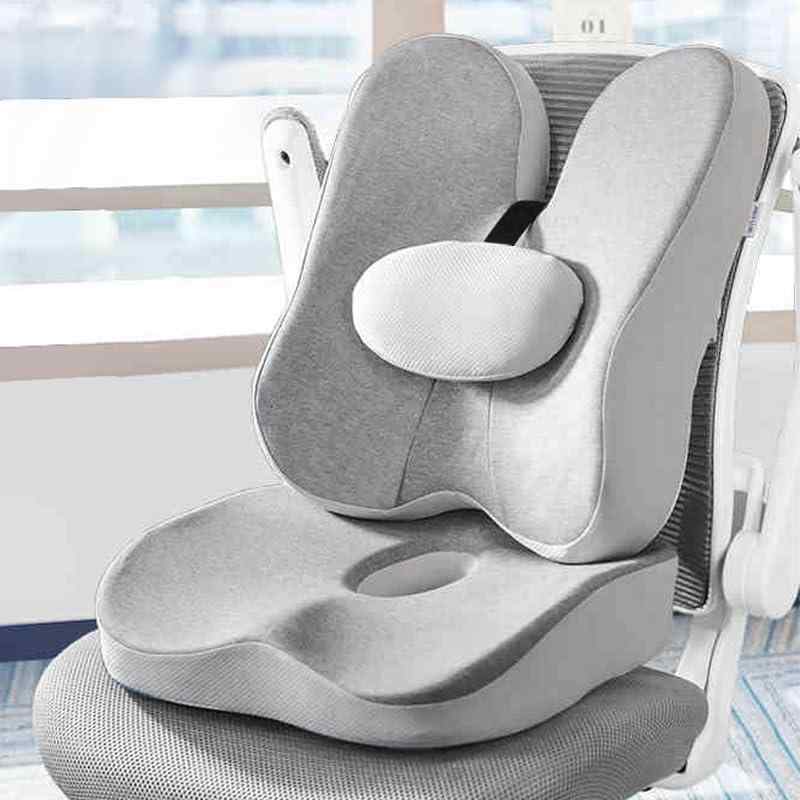 Gadeel 低反発 座布団 腰痛クッション ランバーサポート オフィスチェアクッションのコンボ 中空設計 背もたれ お尻クッション【新型クッション・快適体験】新型なクッションは自然な生理学アークに基づいて設計し、独特なデザインを採用し、座...