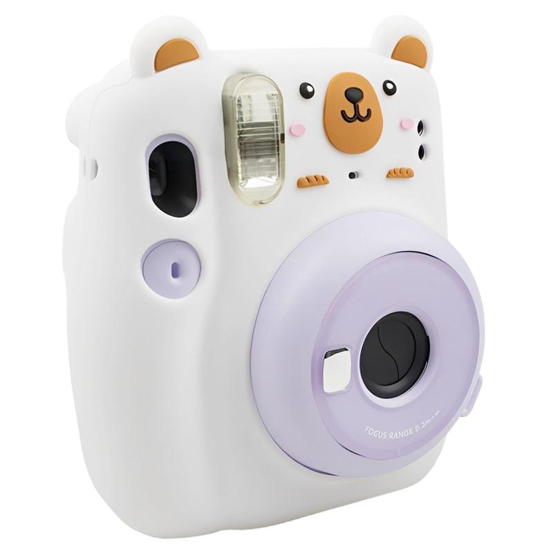 保護カメラカバーは富士フイルム Instax Mini 11と互換性があり、シリカゲルカバーバッグをカスタマイズし、コンパクトで軽量な携帯ストレージ, かわいい熊【互換性】このカメラケースは富士フイルム Instax Mini 11互換性が...