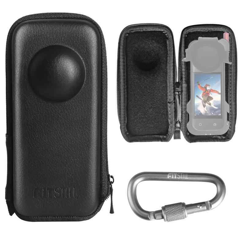 FiTSTILLブラックミニ収納ケース INSTA360 X5/X4カメラとそのアルミ合金フレーム用、X5カメラとその保護フレームを収納【Insta 360 X5/X4 カメラ収納バッグ（アルミフレーム付き）】この黒い収納バッグは、INST...
