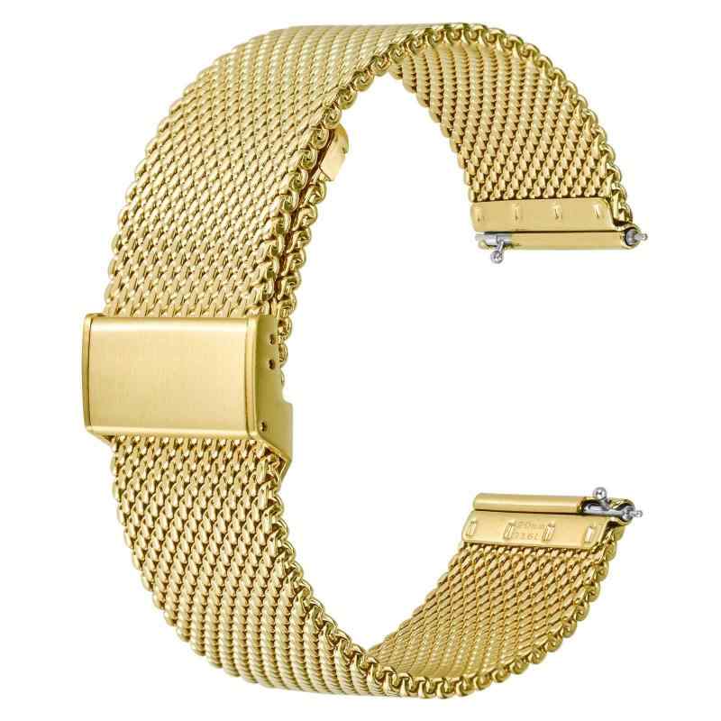 [BISONSTRAP] 時計バンド メタル 時計 ベルト メッシュ 14mm 16mm 18mm 20mm 22mm 腕時計交換ベルト 316L ステンレススチール 防水/防汗シンプルなデザインで高級感のある洗練された印象の、ステンレス製...