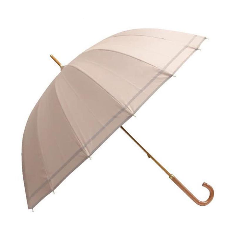 カミオジャパン ピンクトリック 長傘 日傘 晴雨兼用 P.T.傘 完全遮光 レディース 55cm 16本骨 プレーン ラテベージュ 人気 おしゃれ 210536生産国:中国