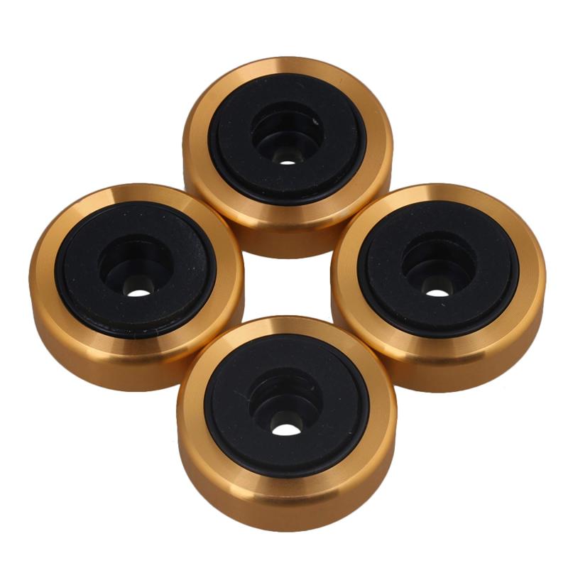 Yibuy 4個入れ 30x11mm ゴールド アルミ合金 プラスチック スピーカー独立性ベース オーディオスピーカーアンプCDプレーヤー用優れたデザイン：この製品は、アルミニウム合金シールド付きのプラスチックボディを備えています高品質：ス...