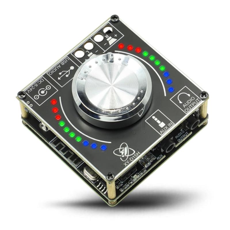 HEIYE BTオーディオアンプ、15 ワットステレオアンプボード 12/24 V スピーカーオーディオアンプ BT5.1 3.5 ミリメートル AUX USB U ディスク入力増幅モジュールサポート 携帯電話 APP 制御