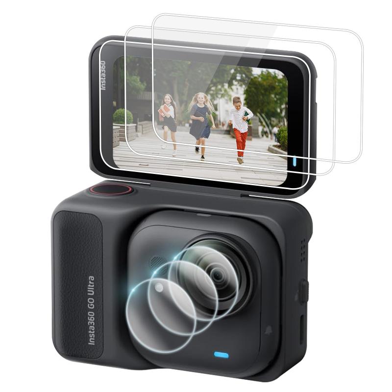 Rieibi (3+3枚パック) スクリーンプロテクター + レンズ TPU Flim Insta 360 GO Ultraカメラ用 0.25mm 硬度9H 強化ガラスフィルム Insta360 Go Ultra用完璧なフィット感:TPUレ...