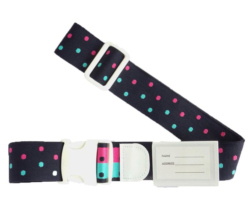 バンガード ワンタッチ スーツケースベルト (ネーム タグ 付き)ドット柄 ピンク