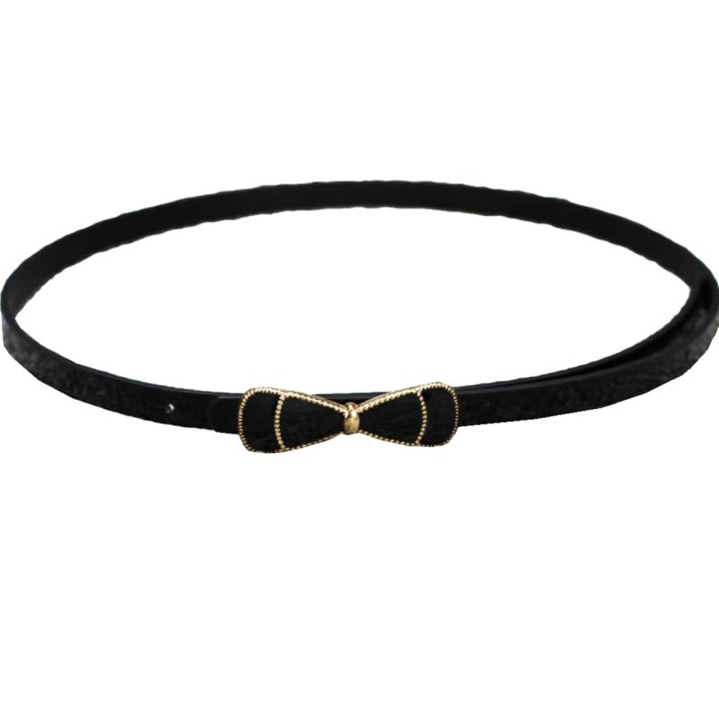 [ホワイトファング] ベルト 細 革 ピンベルト リボン バックル おしゃれ 大人 合皮 レザー レディース BT623小さめのブリオンで囲われた リボン に艶あのあるベルト紐 が上品 な ピンベルト式 レディース デザイン レザー 細ベル...