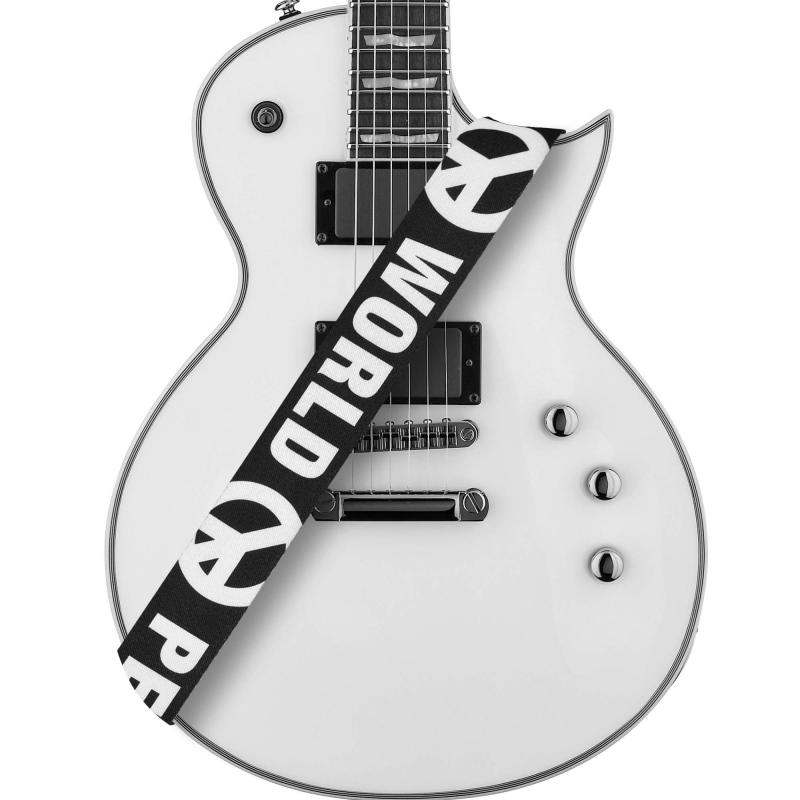 [Amumu] World Peace Guitar Strap adjustable for Acoustic, Electric, Bass Guitars with 3 pick holders - Black世界平和でプリントされた...