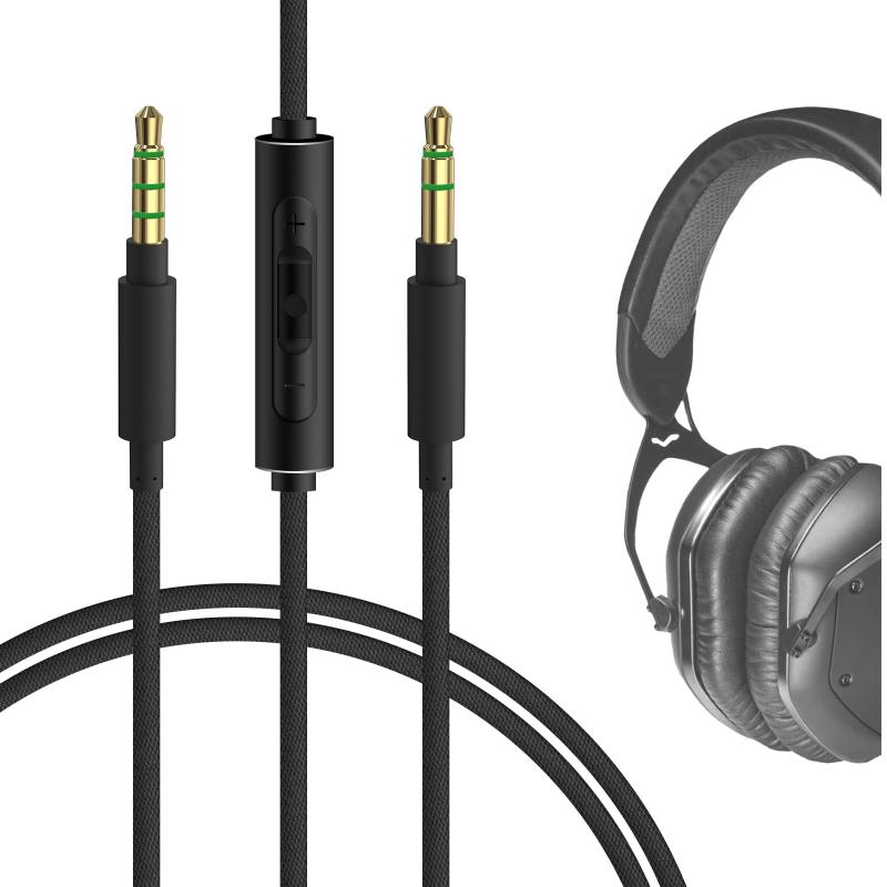 Geekria ケーブル ナイロン編組 互換性 オーディオコード ブイモーダ V-M0DA Crossfade LP ヘッドホンケーブル、3.5mm に適合する インラインマイクと音量コントロール 1.2 m