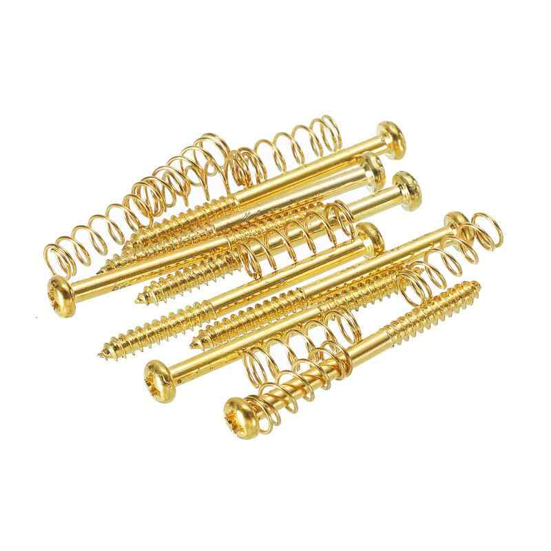 PATIKIL ベースギター用ピックガード 取り付けネジ スプリング付き M3x38mm ベースピックアップリング 取り付けネジ ベースとギター用 ゴールド 8個入りギターピックガードの取り付けネジは、主にほとんどのギターとベースピックアッ...
