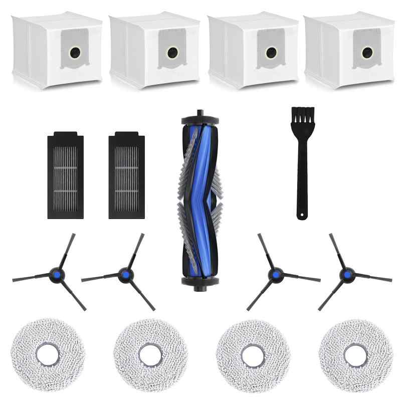 ECOVACS 消耗品 15枚入り T50 OMNI ロボット掃除機 交換用紙パック*4枚、フィルター*2枚、サイドブラシ 4枚、メインブラシ*1枚、モップパッド*4枚 重複利用 ルンバ（Roomba） V1 ロボット掃除機 交換