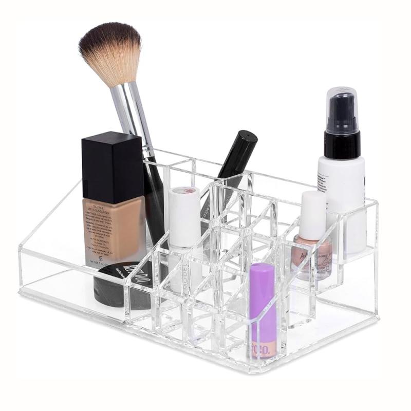 コスメ収納ボックス 透明 アクリル収納ボックス リップスティック ラック ドレッシングテーブル/バスルーム用 リップスティックディスプレイラック【収納が一目瞭然】：透明素材を採用しており、中身がすぐに見えて、口紅やリップグロスを素早く取り出...