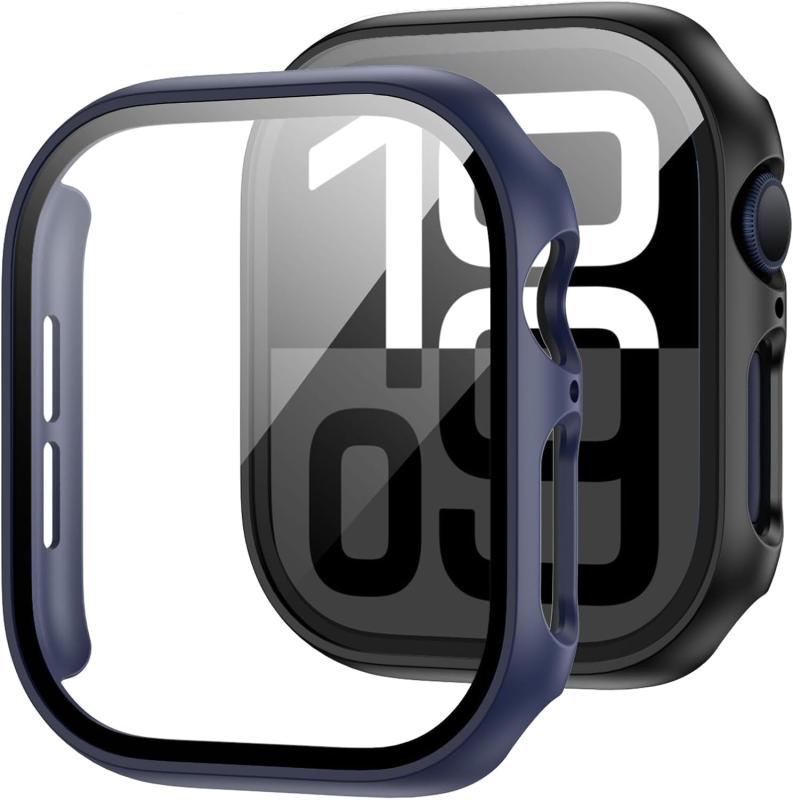 AIYYXX For apple watch 10 ケース 46mm 42mm ガラスフィルム+PCフレーム 一体型 アップルウォッチ10 カバー 46mm 42mm 対応 高透過率 キズ防止 指紋防止 簡単に取り付け・取 全面保護 app...