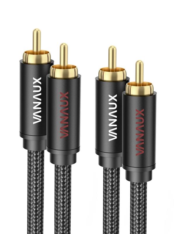 RCA ケーブル VANAUX 2RCA to 2RCA ステレオオーディオ変換ケーブル【分岐型センターピン 1M 】サブウーファー ケーブル オス-オス 赤/白 RCAオーディオケーブル HDTV、ホームシアター、スピーカー㇬...