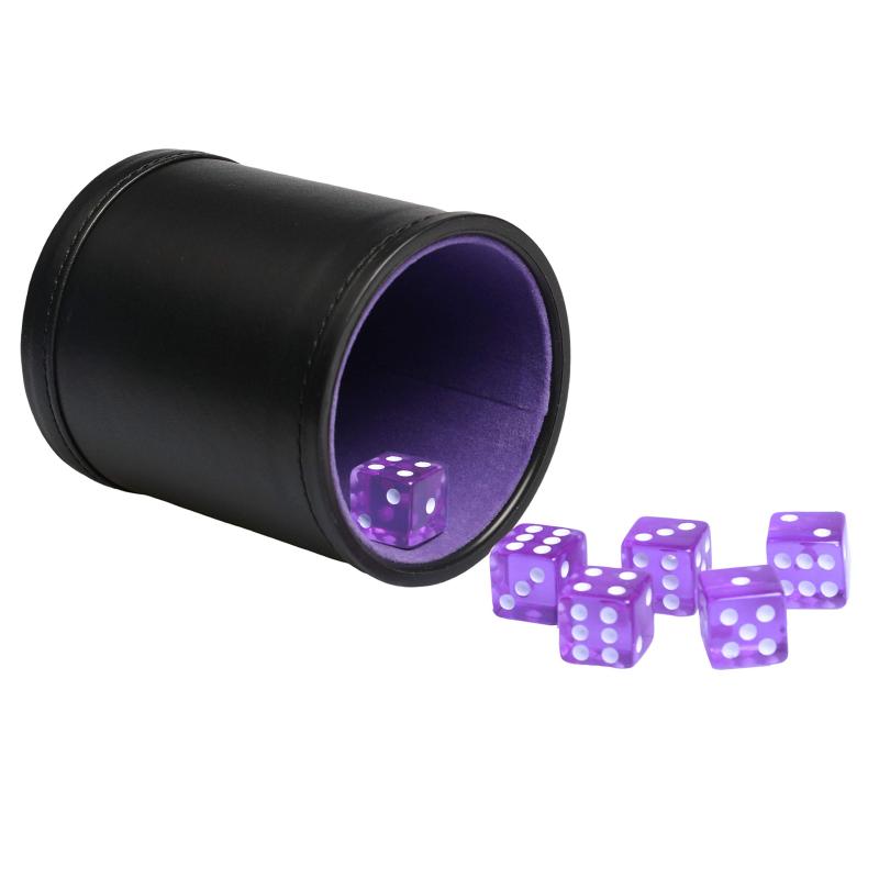 レザーレット ダイス カップ フェルト裏地 シェーカー 静音 Yahtzee/Farkle/Liars ダイス/ボードゲーム用このセットがあれば、サイコロや大きな音を失うことはもうありません。頑丈なダイスカップ。 ブラックレザーの外装とパー...