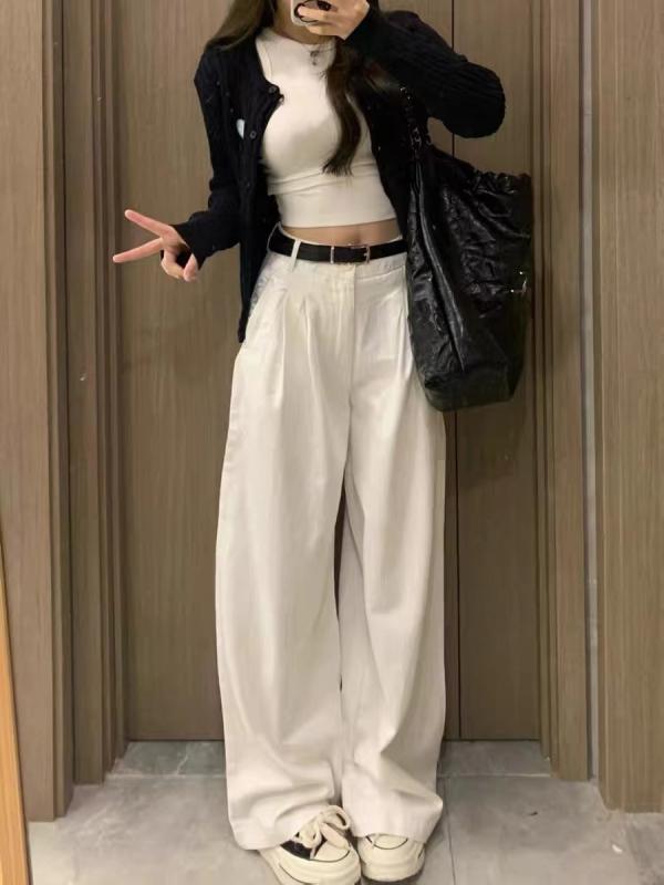 ・カテゴリ: ジーンズ・スタイル: ストレートパンツ・パンツ丈: ロングパンツ・ウエスト: ハイウエスト・厚み: レギュラー・デザイン要素: ファスナー・主な素材: 綿・カラー展開: 1150#ホワイトロングパンツ（160-170cm）、1...