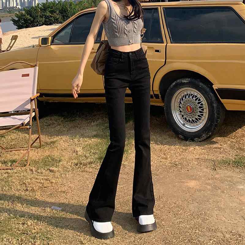 ・カテゴリ: デニムパンツ・素材: 棉、スパンデックス・スタイル: ベルボトム、エレガント・パンツ丈: ロングパンツ・ウエスト: ハイウエスト・厚さ: レギュラー・デザイン特徴: ウォッシュ加工、ウォッシュド・カラー展開: ブラック、ブルー...