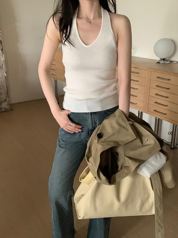 ・カテゴリ: タンクトップ・スタイル: ホルターネック・フィット感: スリム・着丈: 普通（50cm超65cm以下）・柄: 無地・デザイン: ホルターネック・素材: ポリエステル・カラー展開: ホワイト、グレー・サイズ展開: フリーサイズ・...