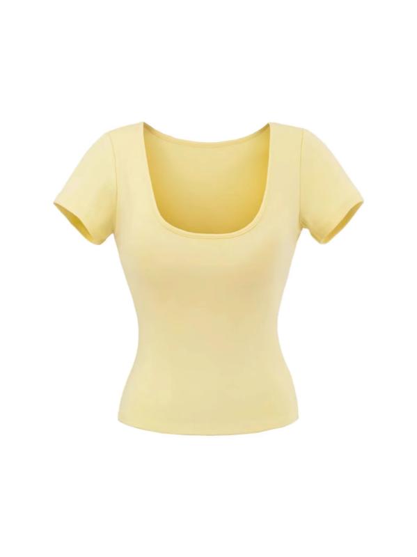 ・カテゴリ: Tシャツ・スタイル: コンサバ、フェミニン・主な素材: 綿90%以上95%未満・柄: 無地・シルエット: スリムフィット・着丈: ショート丈（約40cm～50cm）・袖丈: 半袖・カラー展開: ピンク、イエロー、ライトグレー、...