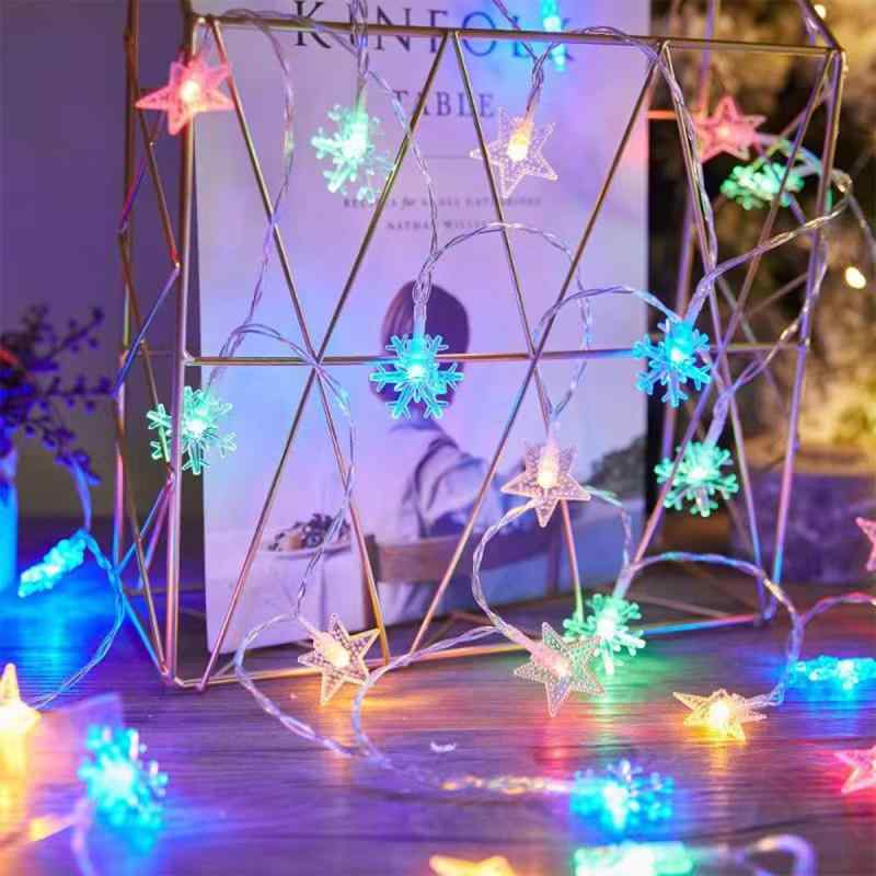 Lanito イルミネーションライト LED ストリングライト クリスマスライト 雪の結晶 星 USB式 電池式 暖かい白 カラー クリスマスツリー 電飾 クリスマスライト 飾りライト 屋内 屋外🎄【3m20電球/6m40電...
