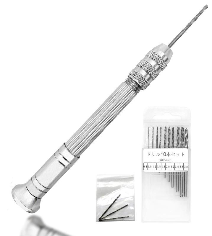 三花 ピンバイス 精密 ハンドドリル ステンレス製 ドリル13本セット（0.8～3.0mm）付き レジン型 穴あけ DIY 木工用 ハンドメイド クラフトツール プラモデル工具【精密加工の耐久ボディ】本体は高硬度・耐錆性に優れたステンレス鋼...