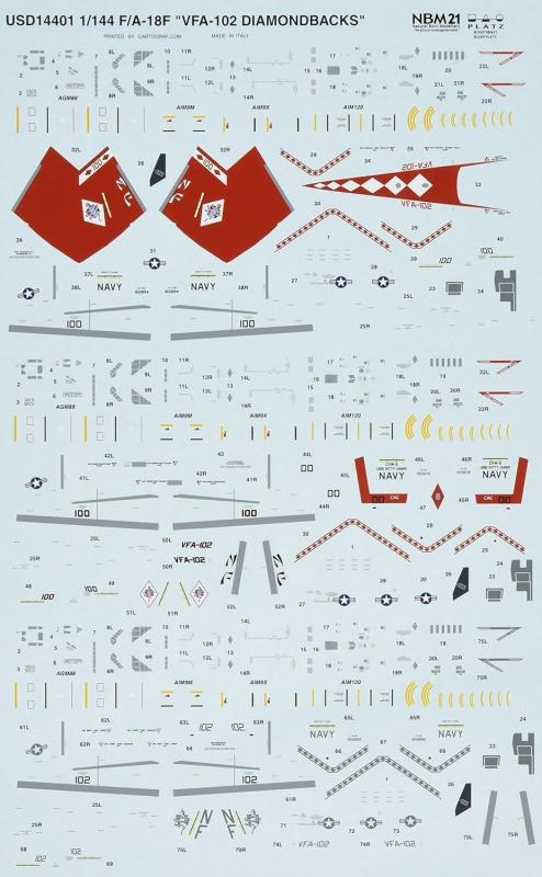 プラッツ 1/144 アメリカ海軍 F/A-18F スーパーホーネット VFA-102 ダイヤモンドバックス デカール プラモデル用パーツプラモデル用デカール。別途、工具等が必要。1/144スケール プラモデル用デカール収録機は2005年と...