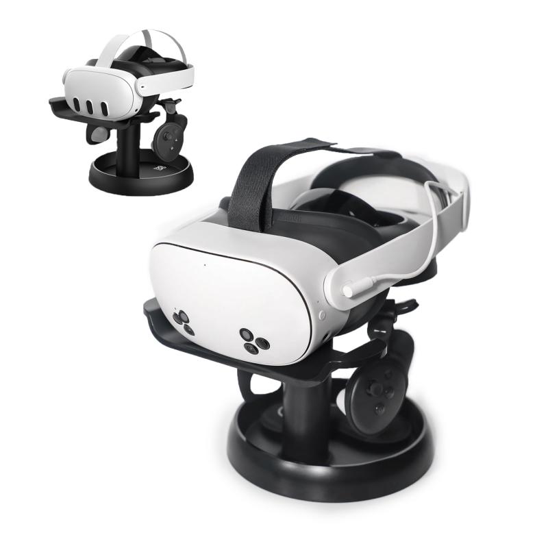 AMVR VR スタンド For Quest 3/PICO 4/Vision pro/PS VR2 に対応 VR ヘッドセット アクセサリー 、Quest/Quest 2 に対応ヘッドセットおよびコントローラー用スタンド頑丈で安全 - AM...