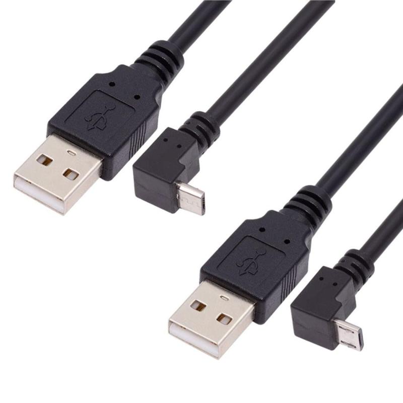 chenyang USB - Micro USBケーブル、USB 2.0オスからマイクロUSB 5ピンオス 90度ダウンアングル充電 データ転送延長ケーブル 0.65フィート/0.2M直角90度マイクロUSBオス→USB 2.0データ充電ケ...