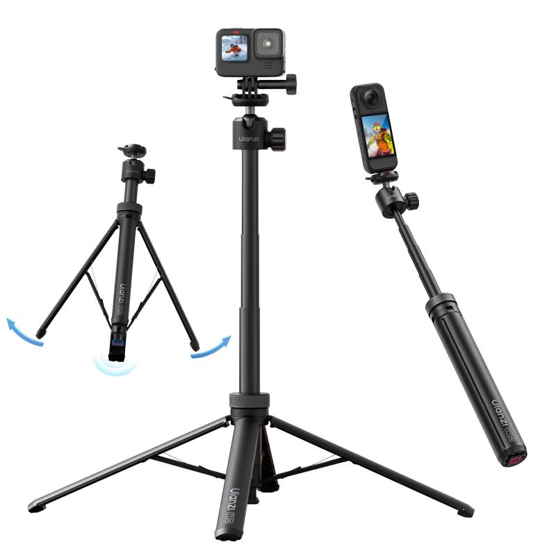 Ulanzi TT24 カメラ用三脚 自動開閉 片手で操作 自撮り棒 insta360 x5用 GoPro用三脚 pocket3用三脚 見えない自撮り棒 Cka クイックリリース三脚 146cm 7段階伸縮 三脚/一脚兼用 スマホ三脚 36...