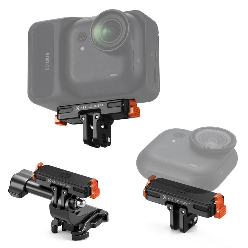 K&amp;F CONCEPT Insta360 Go Ultra 用 クイックリリースマウント マグネット式 1秒着脱可能 1/4インチネジ 折り畳みツインクランプ対応 軽量便携式マグネット式ワンタッチ着脱で簡単設置 磁気式クイックリリー...