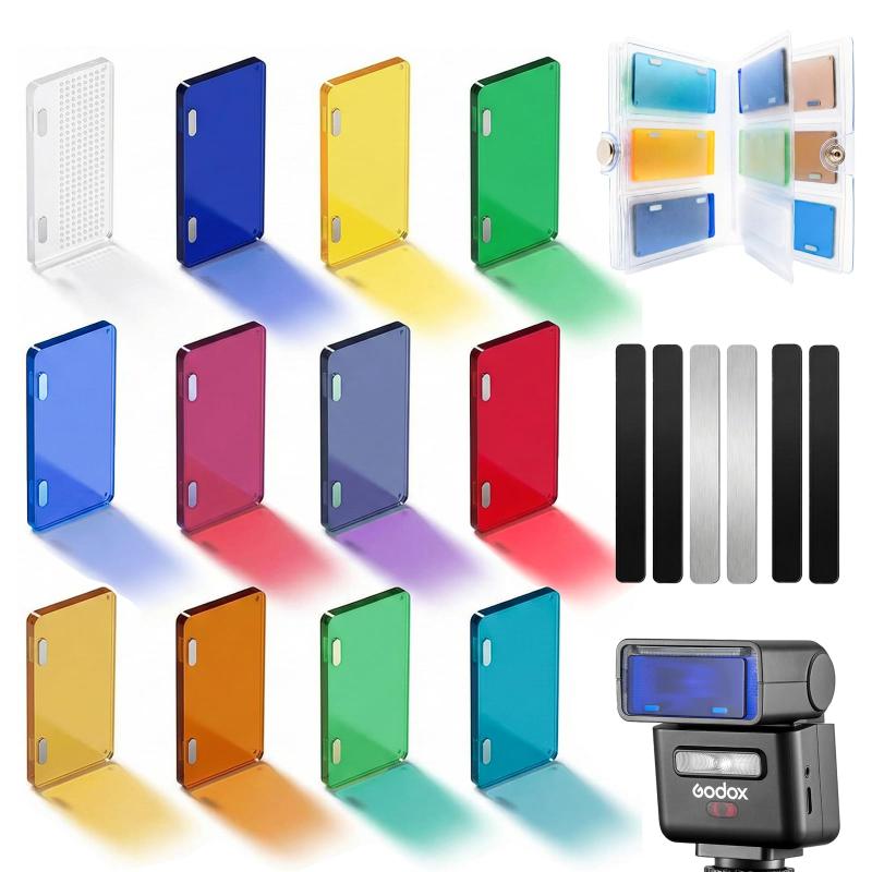 Godox MA02 磁気アクセサリーキット Godox iT32 フィルターセット IT32／IT30Pro／IM30対応 フラッシュ用 マグネット式カラーフィルターセット 透明収納ケース付マグネット式アクセサリーで素早く装着：Godox...