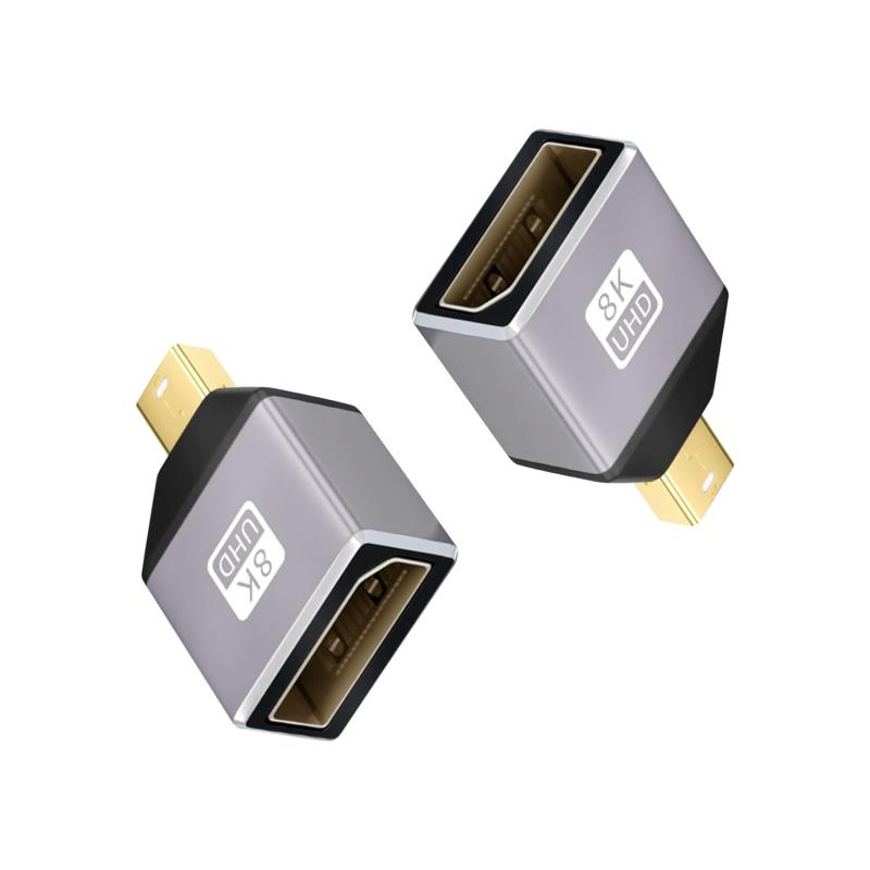 Duttek 8K Displayport メス Mini Displayport オスアダプター DP mDP 1.2 延長アダプター 8K@60Hz UHD ビデオ ノートパソコン PC ゲーム モニター テレビ用 2個パック8K Di...