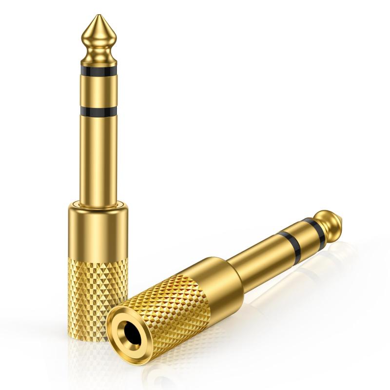 Viviber 3.5mm 6.35mm 変換 イヤホンジャック ステレオミニ標準プラグ 持ち便利 イヤホンプラグ 変換 (2個セット) 高耐久 3.5mm to 6.35mm ヘッドホンジャック 金メッキ イヤホン/スピーカー/マイク/電...