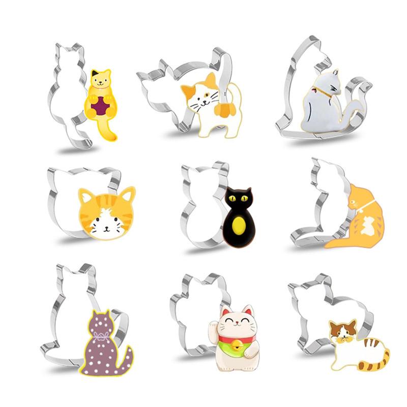 TVETE クッキーの型 猫 クッキー型抜き 【 9個セット】 可愛い ねこ 動物 抜き型 ステンレス クッキーカッター さまざまなモチーフ お菓子作り キット 簡単 手作り DIY ベーキングツール クリ【バリエーション豊かな猫クッキーが...