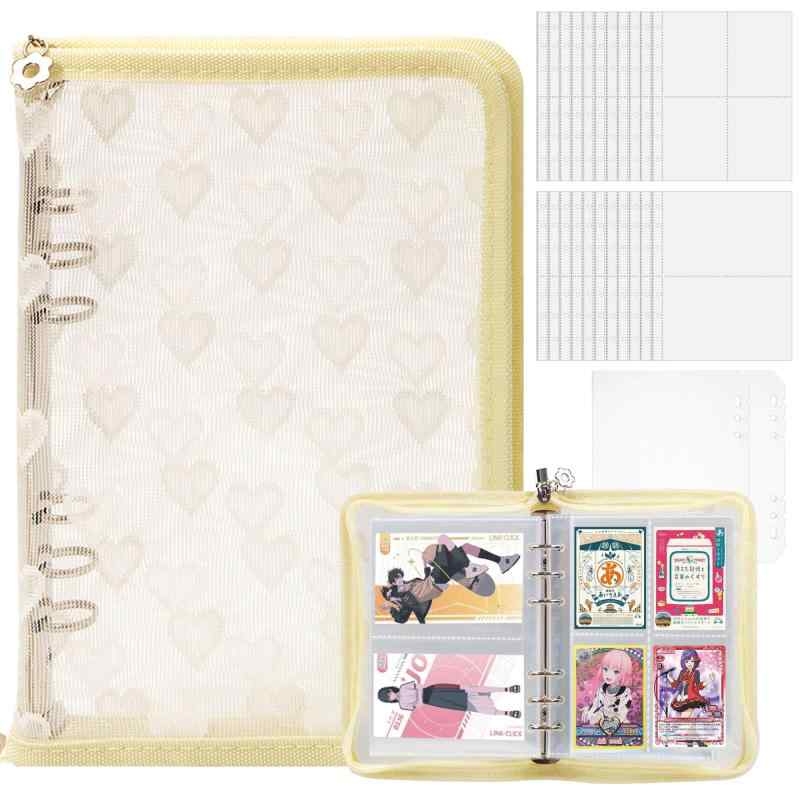 DLSiXiang シール帳 a5 バインダー リフィル 6穴 大きめ はがせる ファスナー付き 透明 でかい 推し活 女の子 かわいい 大容量 おしゃれ【お得なセット】バインダー本体　1個 + リフィル 20枚 + 下敷き 2枚【ファスナ...