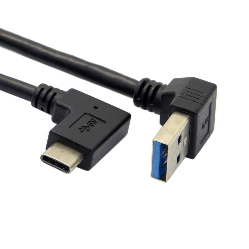 CableccリバーシブルUSB 3.1 USB - C角度付きto 90度Up Angled Aオスデータケーブル