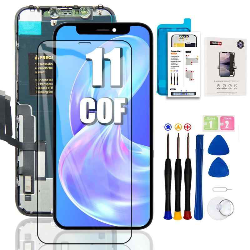 EFAITHFIX iPhone 11用 LCDスクリーン 交換用 6.1インチ フレーム アセンブリ ディスプレイ 3D タッチスクリーン デジタイザー 修理ツールキット付き A211, A2223, A2221用 防水接着剤付き【プレミ...