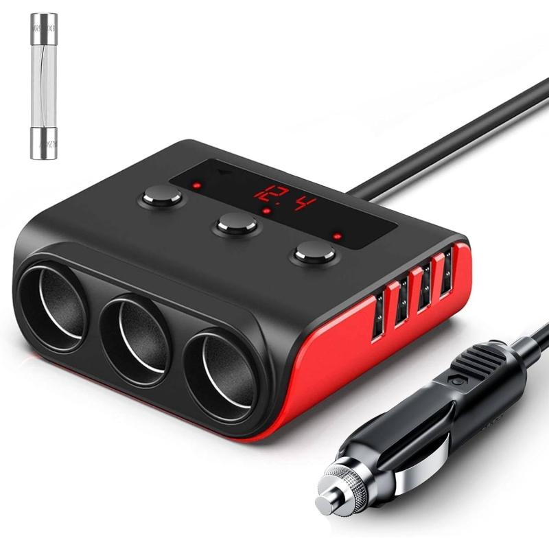 【2026進化モデル 】SONRU 7 in 1 シガーソケット 3連、【QC*3+PD*1】120W 車 しがーソケット 増設 、シガーソケット usb、12V/24V 車 充電器、車 しがーソケット usb 電圧計付き 急速充電 iPh...
