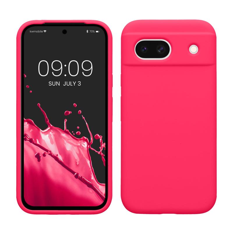 kwmobile スマホケース Google Pixel 8a対応 ケース - TPU リキッド シリコン カバー - 耐衝撃 傷防止 サラサラ Case ネオンピンクぴったり: Google Pixel 8a対応リキッドシリコンケース: ...
