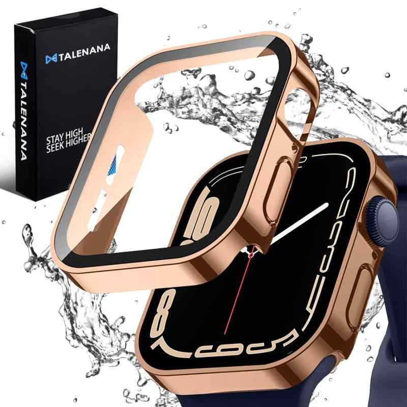 TALENANA for Apple Watch 防水ケース アップルウォッチ保護ケース 強化ガラスフィルム 一体型 3D直角エッジ新デザイン PC素材 高タッチ感度 全面保護 衝撃吸収 取付簡単