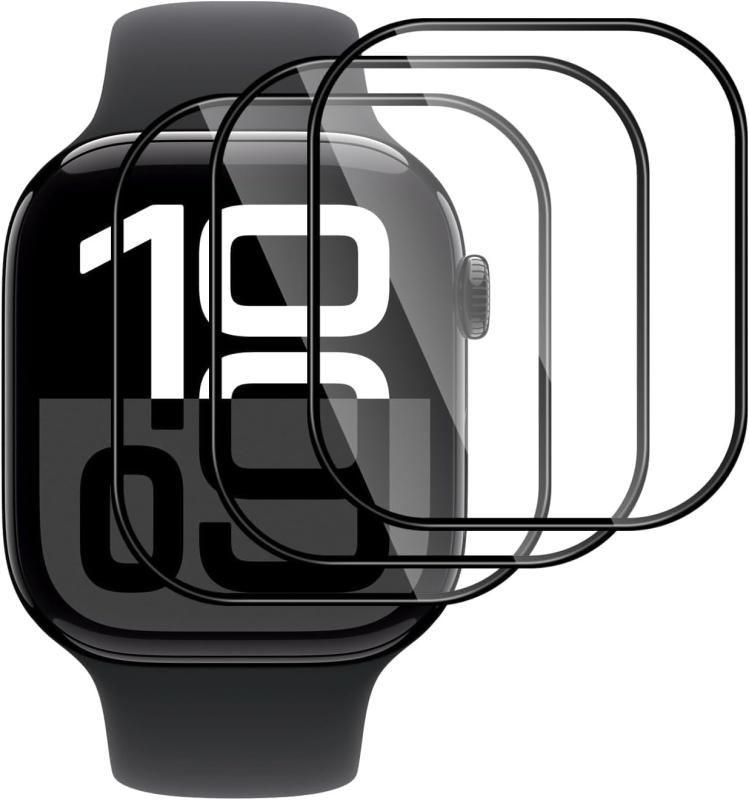 Gosento For Apple Watch series 11 46mm フィルム 【3枚セット】PMMA+PC製素材 全面保護フィルム 飛散防止 気泡防止 (ブラック)【対応機種】Apple Watch series 11 46mm ...