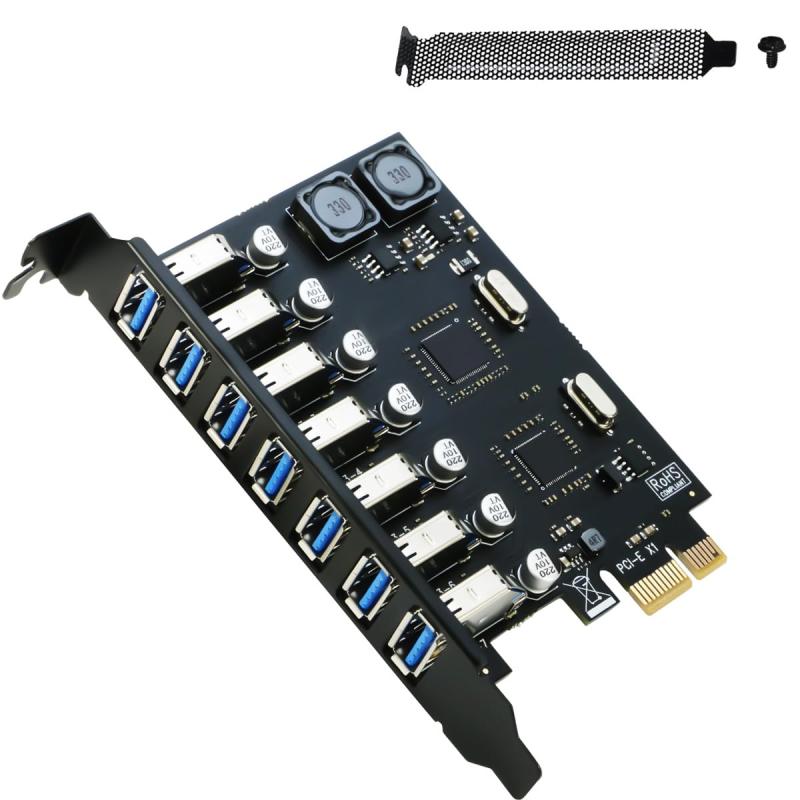 DAOKAI PCIE USB 3.0カード、7ポートType-A 5Gbps PCIe拡張カード、ハブアダプタ内部コントローラアダプタ、デスクトップ用、WindowsおよびLinuxに対応ドライバー：Windows 11、10、8、Ser...