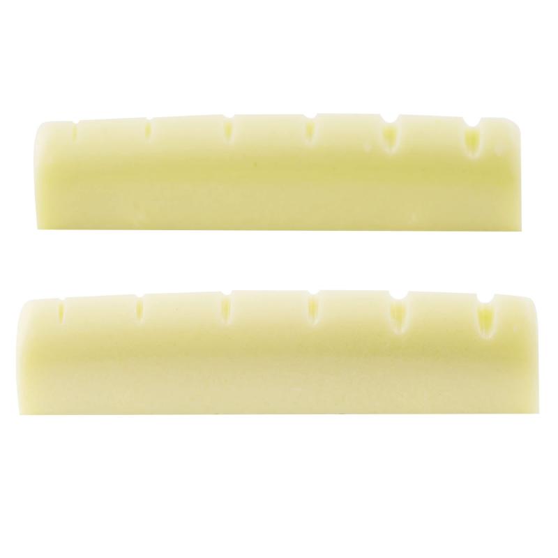 Musiclily Pro尿素樹脂プラスチック製 43mm 弦溝加工済みナット ギブソンタイプ 6弦レスポール/アコースティックギター用 フラットボトム (2個セット）