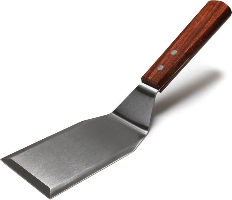 Stainless Steel Spatula耐久性に優れた硬化スチール製：私たちのスパチュラは、日常的な使用はもちろん、鋳鉄製スキレット（鉄フライパン）やフラットトップグリル（平らな鉄板）での調理にも耐えられるよう設計された、頑丈なスパチ...