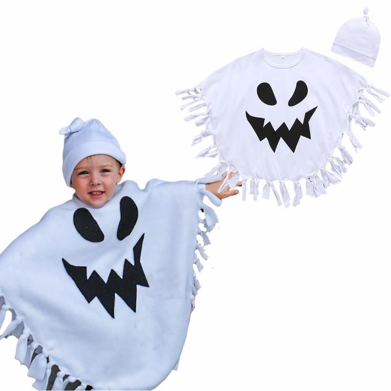 [COSSA] ハロウィン コスプレ 子供 お化け マント 子供用 コスプレ 幽霊 おばけ コウモリ 仮装 可愛い 柔らかい キッズ 男の子 女の子 パーティー イベント 仮装 小悪魔 かぼちゃ 帽子付き マン【セット内容】マント、帽子ハロ...