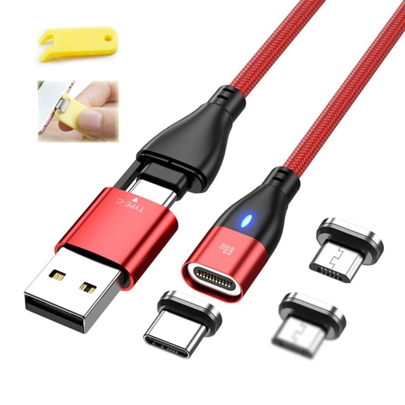 60w両用線(1m)+3種類端子×1枚 新11ピン 60W PD/QC4.0 両用 1本コード＋2枚Type-C端子 両用 USB-A USB-C 急速 充電 対応 マグネット ケーブル 磁気 着脱式 スマホ 汎用 防塵 Android タ...